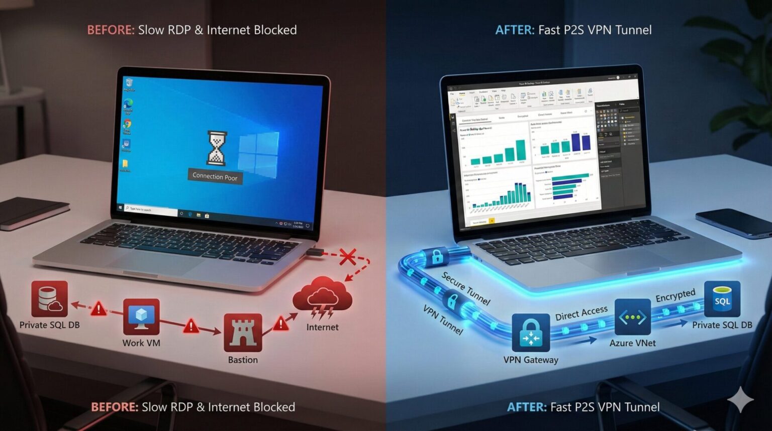【Azure】ローカル PC から閉域網の SQL へ安全に接続 | P2S VPN 経由で Power BI を使用する方法 | MY ...